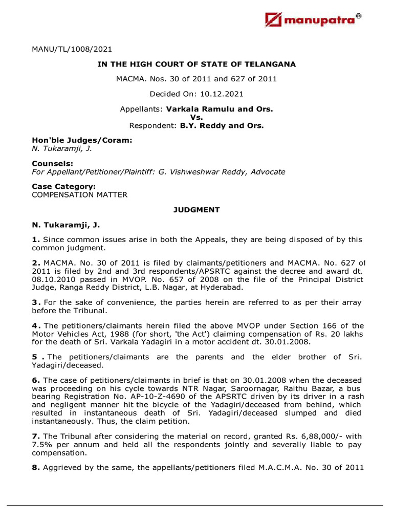 MVOP Under Section 166 of The Motor Vehicles Act, 1988 | PDF