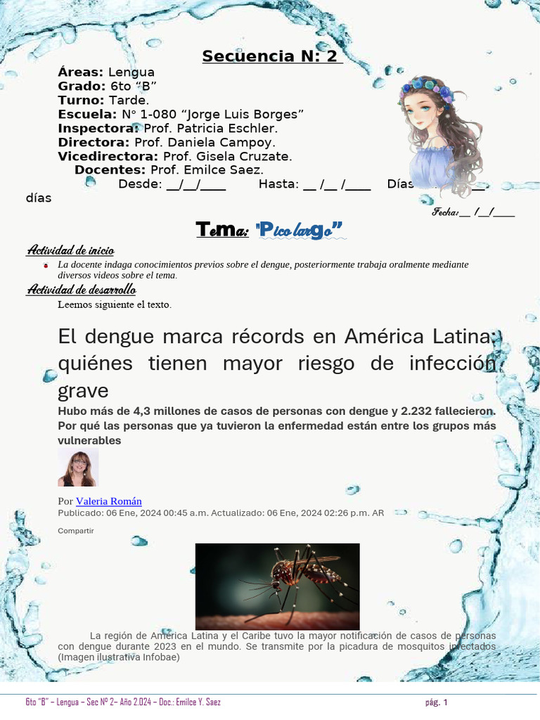 Sec 2 Lengua - 6to - 2024 | PDF | Enfermedades y trastornos | Medicina