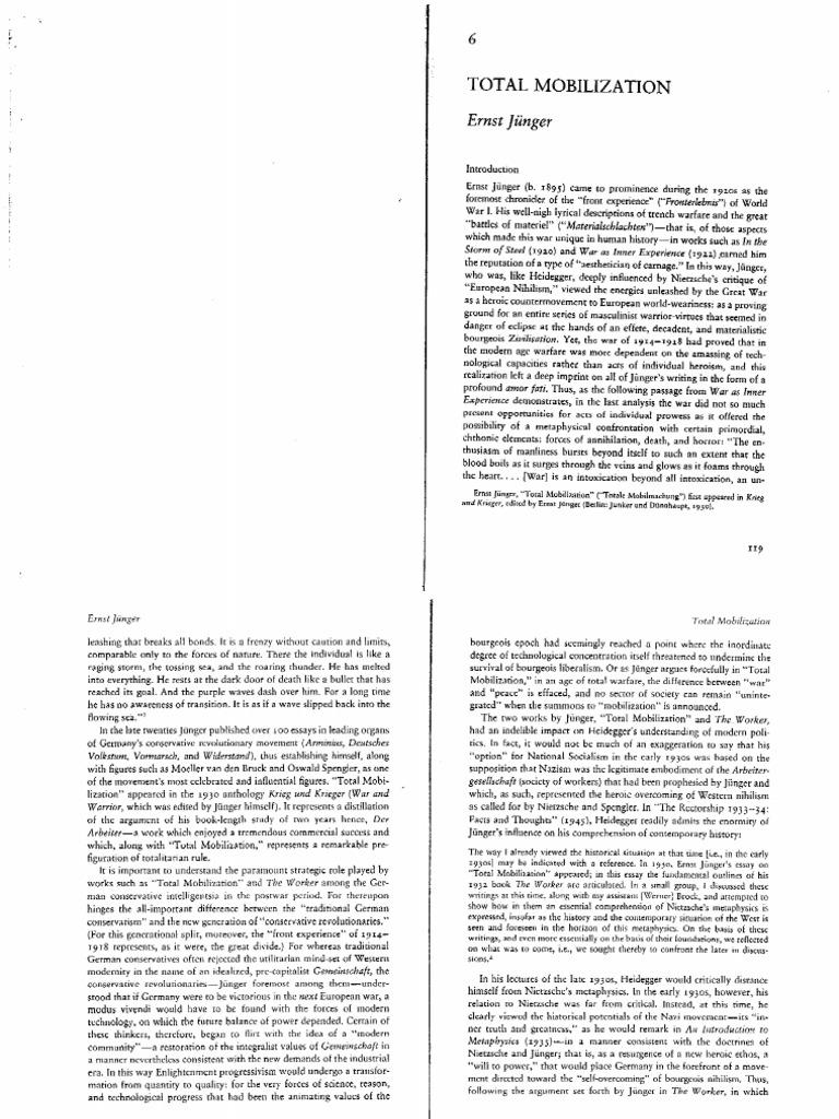 Junger Total Mobilization | PDF