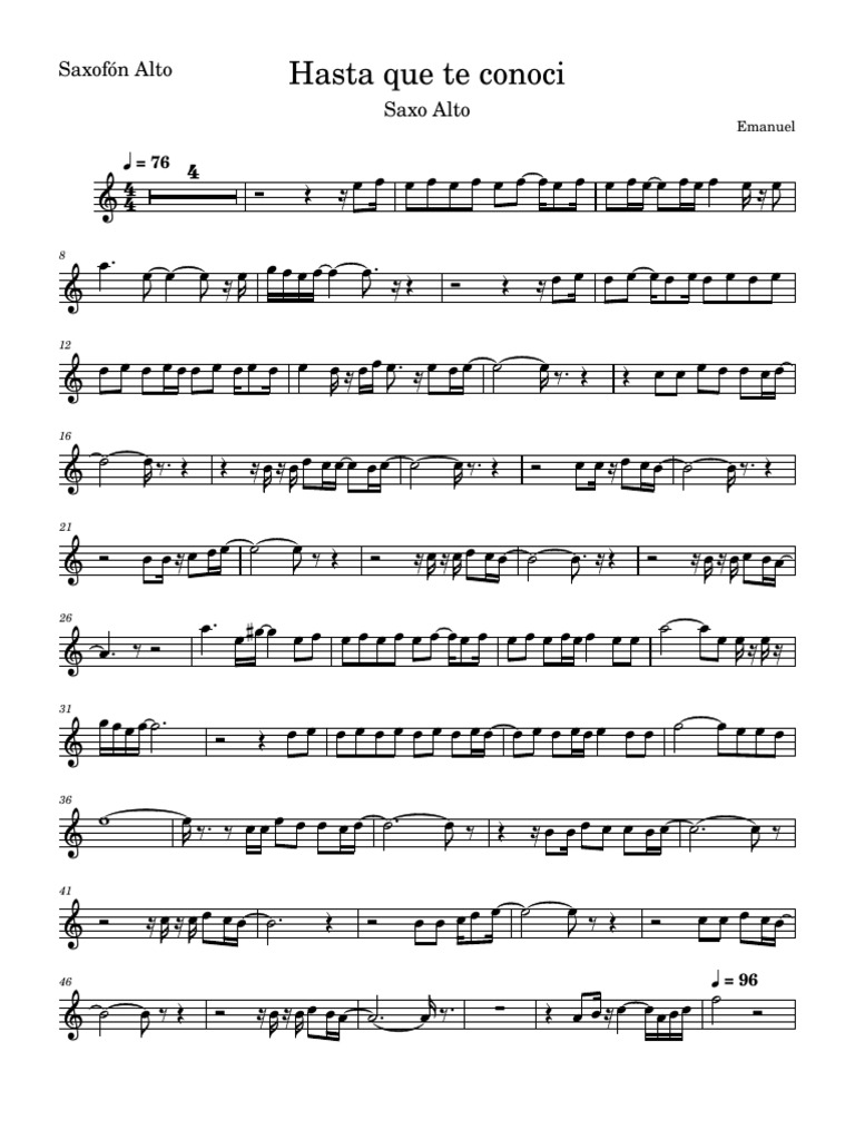 Hasta Que Te Conoci Saxo Alto | PDF