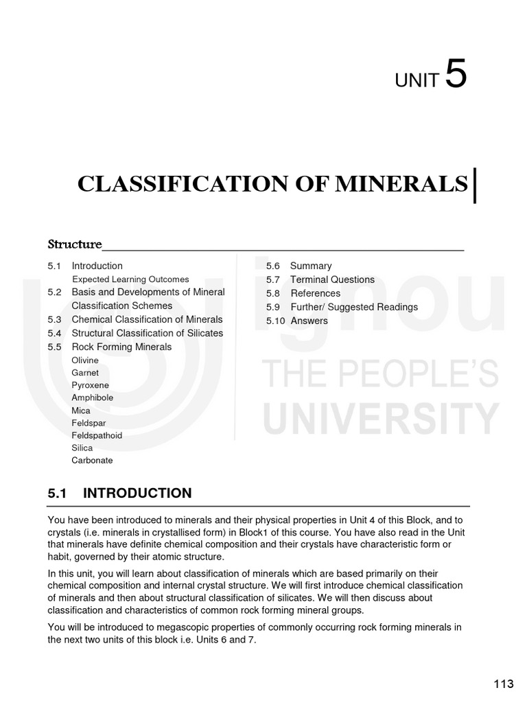 Classification of Minerals | PDF | Minerals | Technology & Engineering