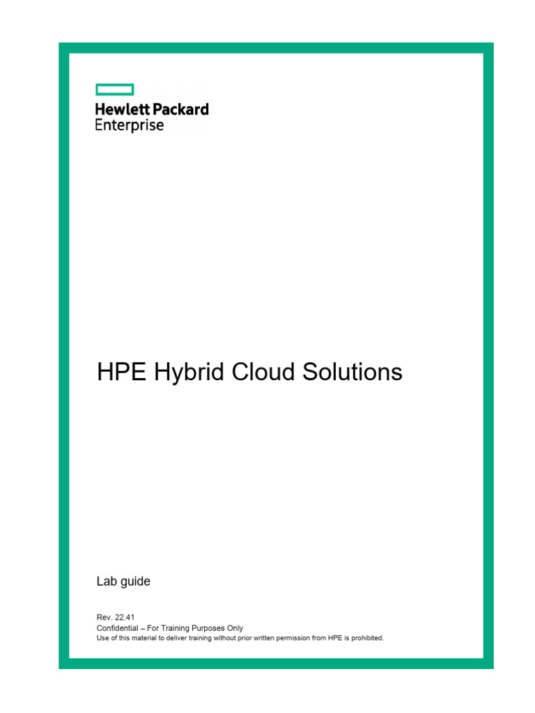99-HPE Hybrid Cloud Solutions Rev. 22.41 - Lab Guide | PDF