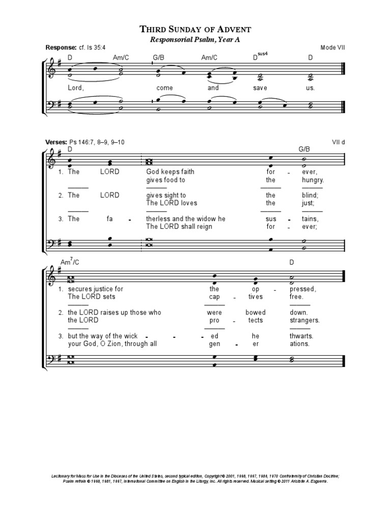 Modal Responsorial Psalms - 3rd Sunday of Advent Years ABC | PDF | Mass ...