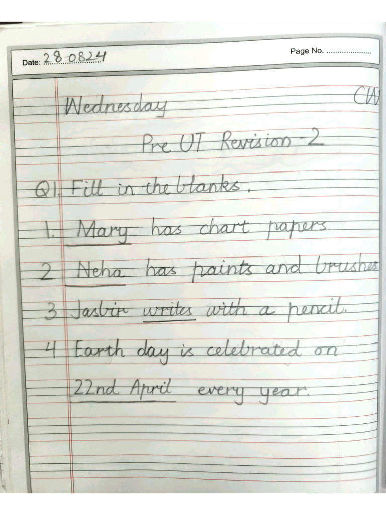 Class I - English - Pre UT Revision - Notes | PDF