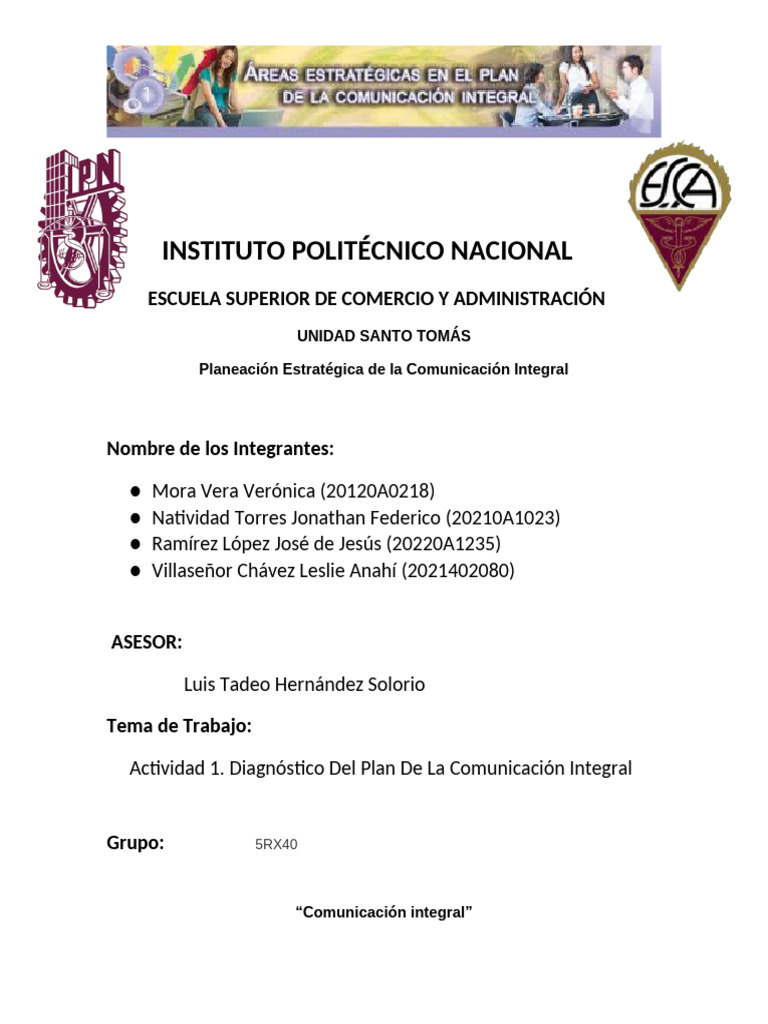U1 Act.1 Comunicacion Integral PECI | PDF