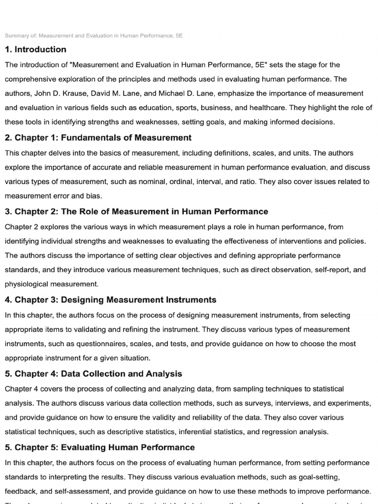 Measurement and Evaluation in Human Performance, 5E | PDF