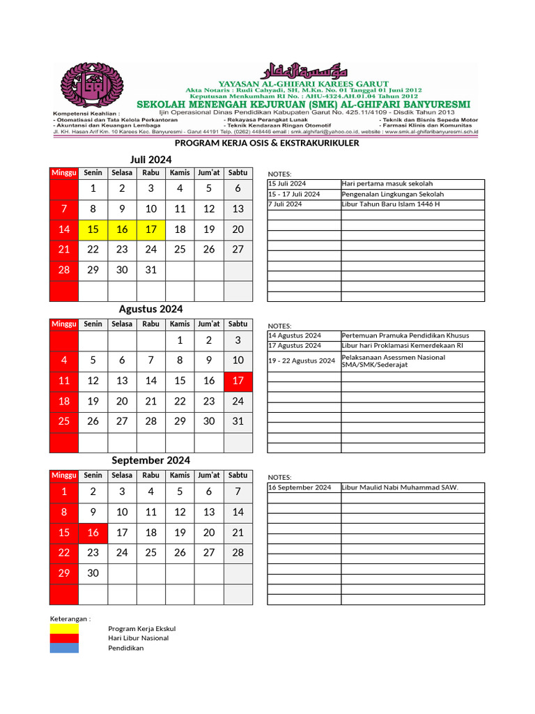 2024 Kalender Proker OSIS | PDF