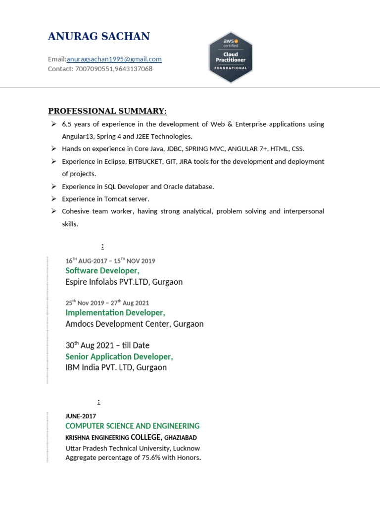 Anurag Sachan Resume | PDF