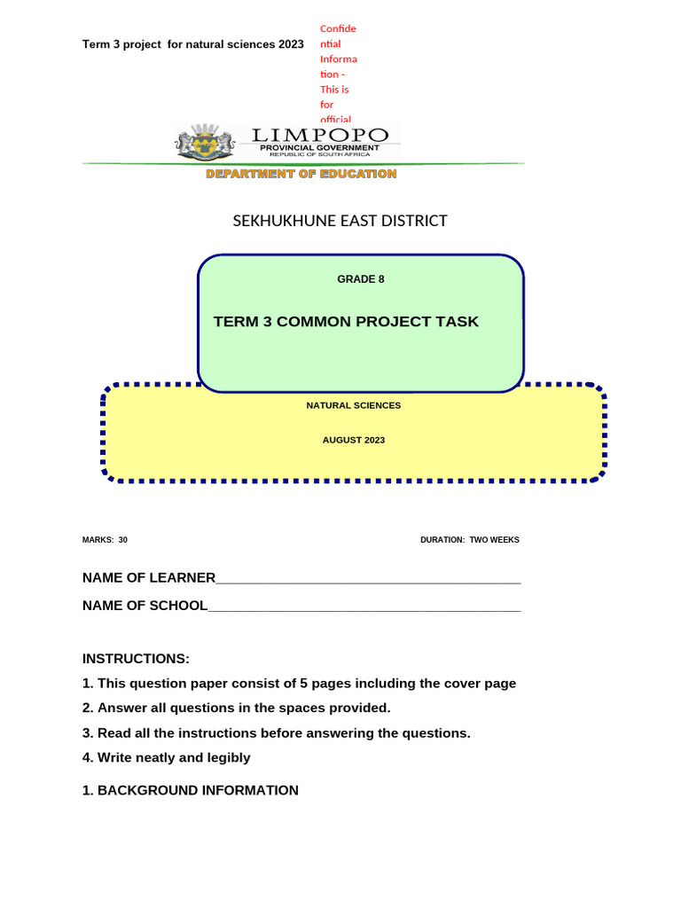 Grade 8 Project Qp Term 3 2023 Pdf