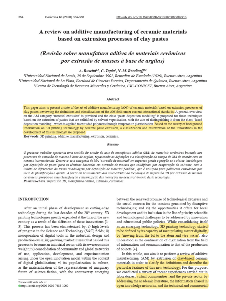 A Review On Additive Manufacturing of Ceramic Materials Based On ...