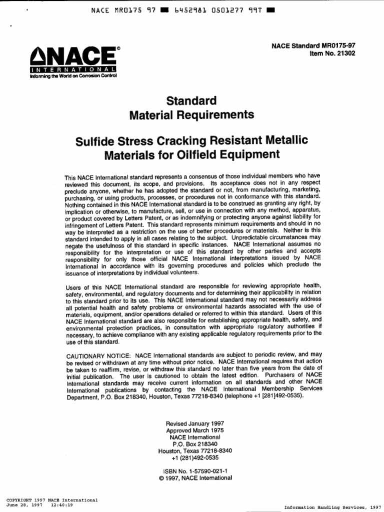 Nace MR0175 1997 | PDF