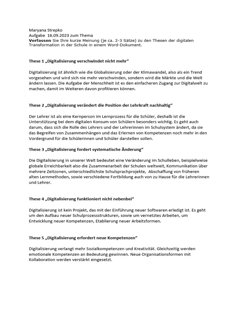 Aufgabe 16.9.-Thesen | PDF