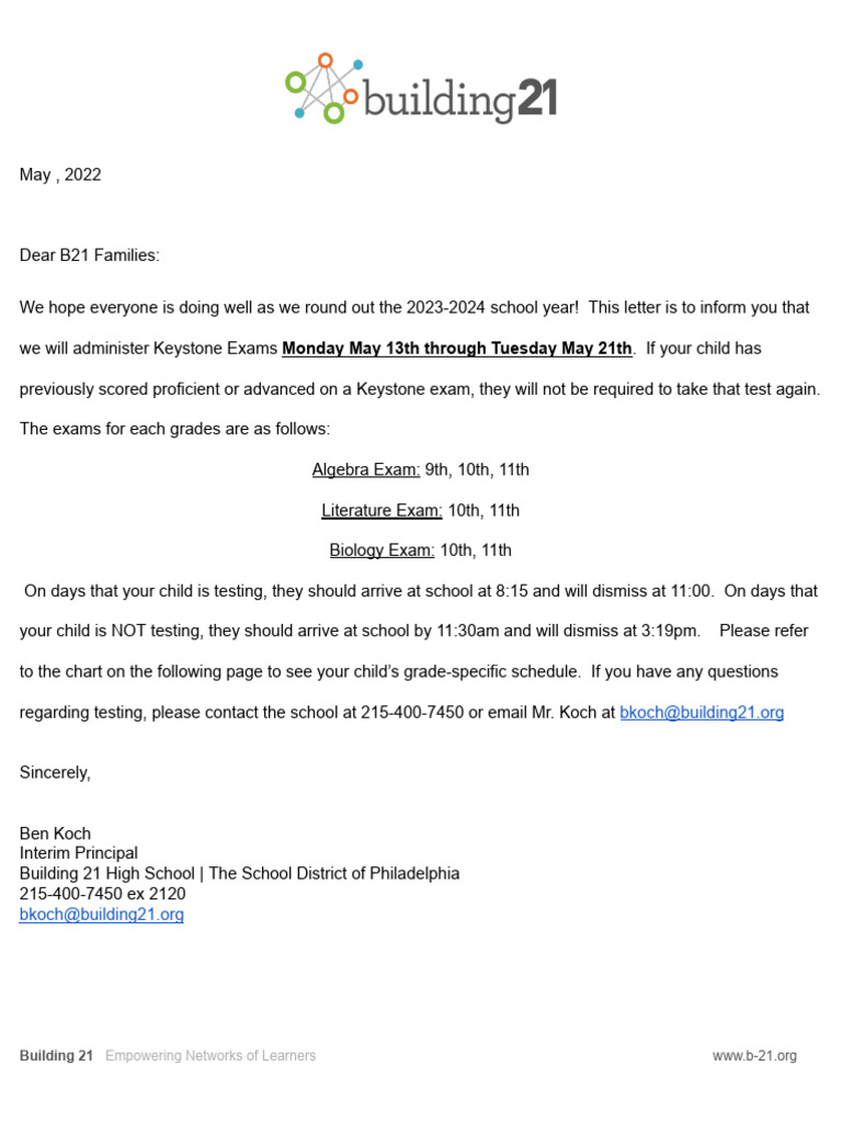 Spring 24 Keystone Family Letter (B21) | PDF