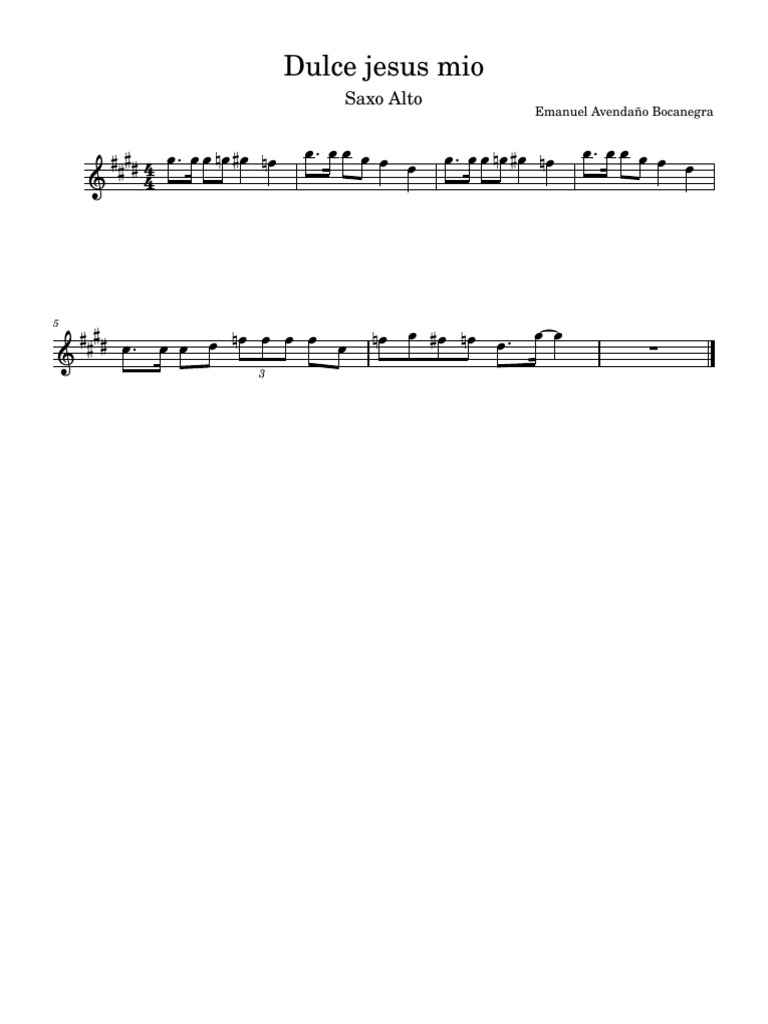 Dulce Jesus Mio Saxo Alto | PDF