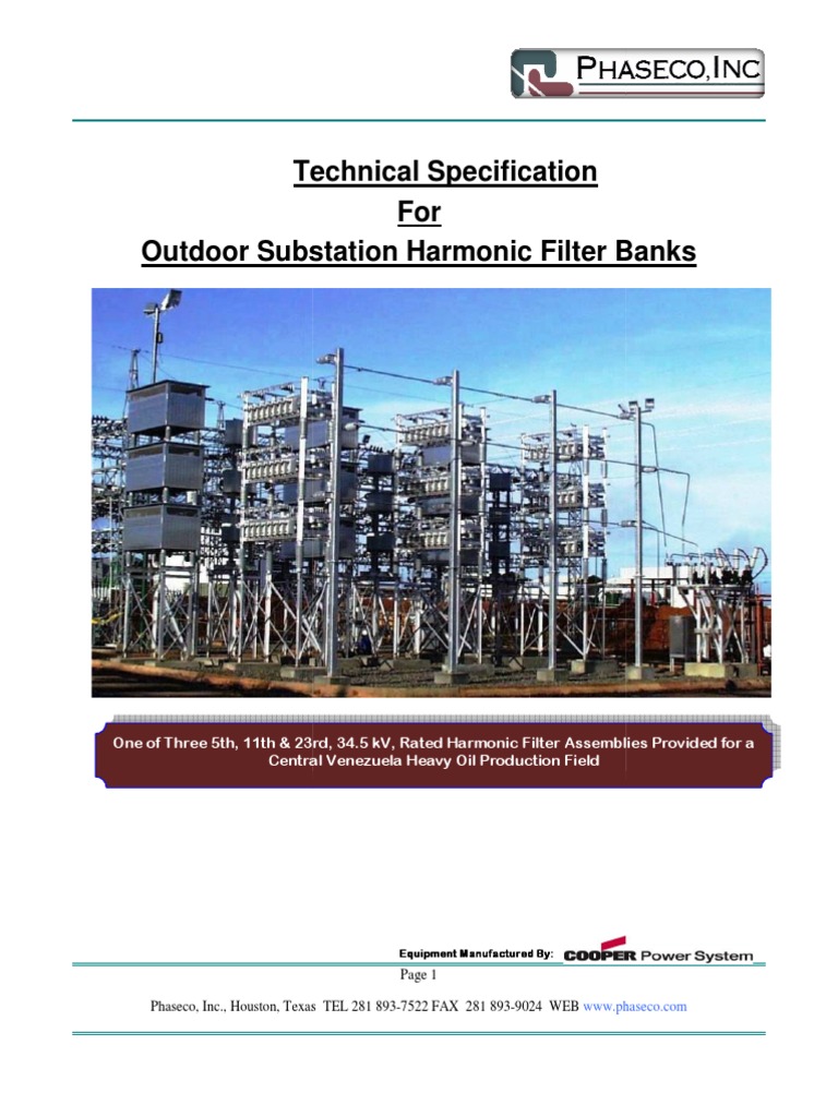 Outdoor Substation Harmonic Filter Specs | PDF | Capacitor | Fuse ...