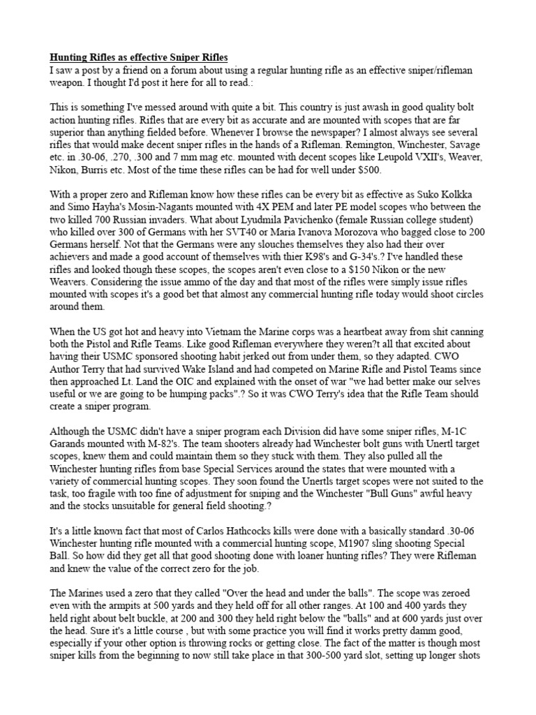 hunting rifle as sniper rifle | PDF