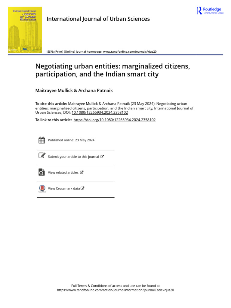 Negotiating Urban Entities Marginalized Citizens Participation and The ...