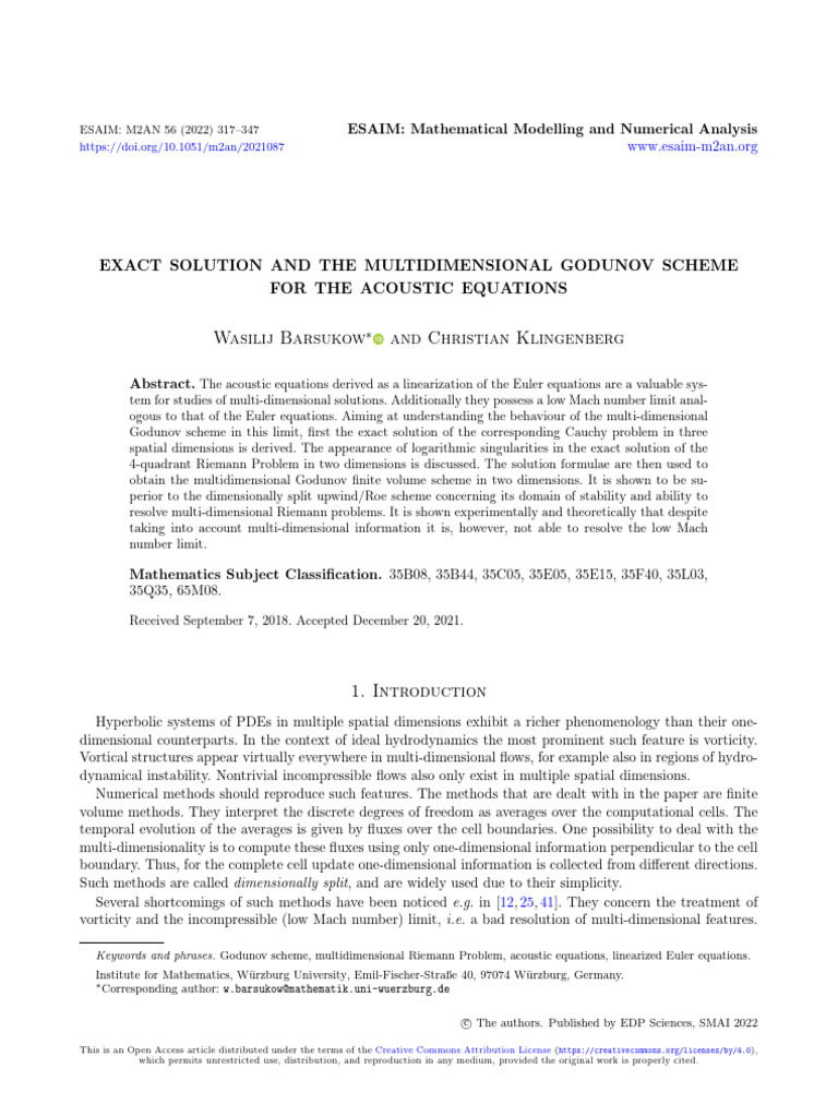 Exact Solution For The Multi - Dimensional Godunov Scheme | PDF