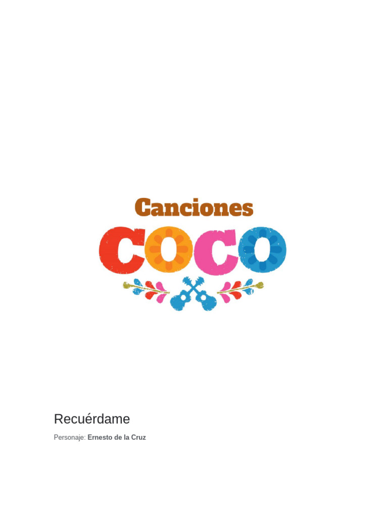 Canciones de "Coco": Letra y Personajes | PDF