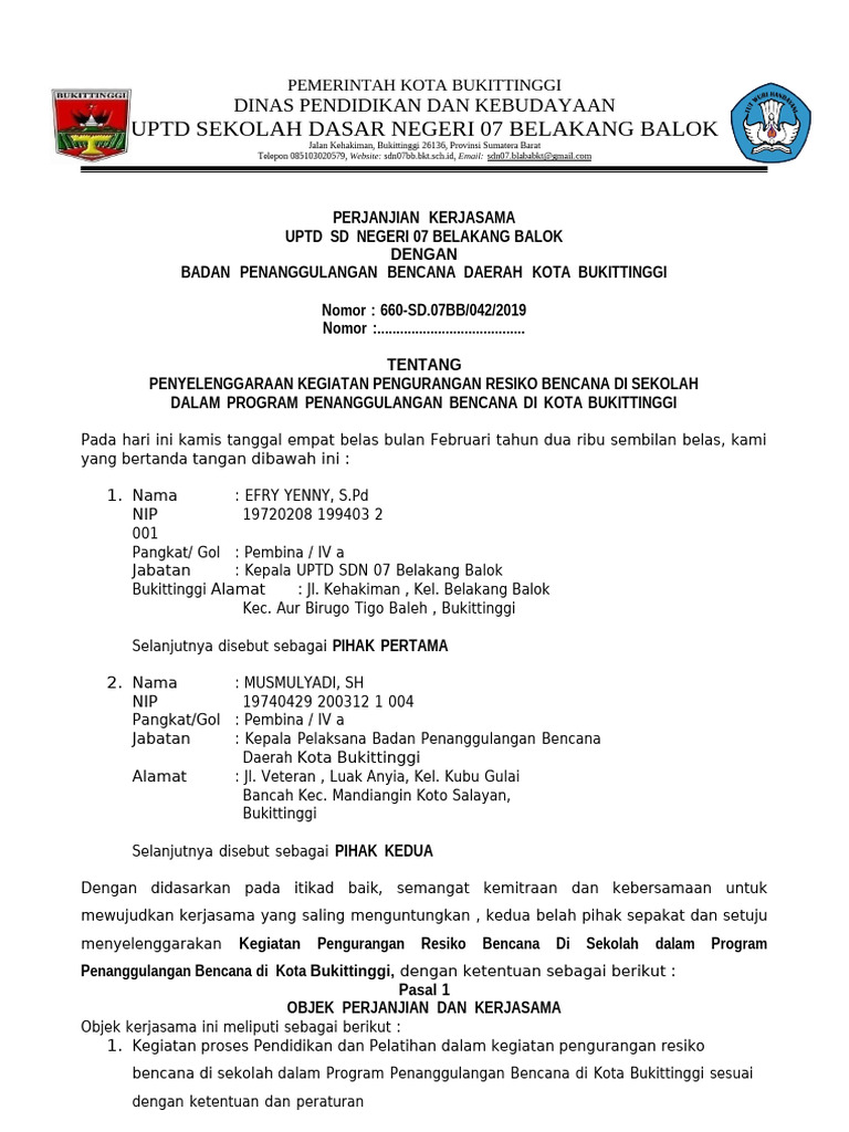 Mou Dengan BPBD | PDF