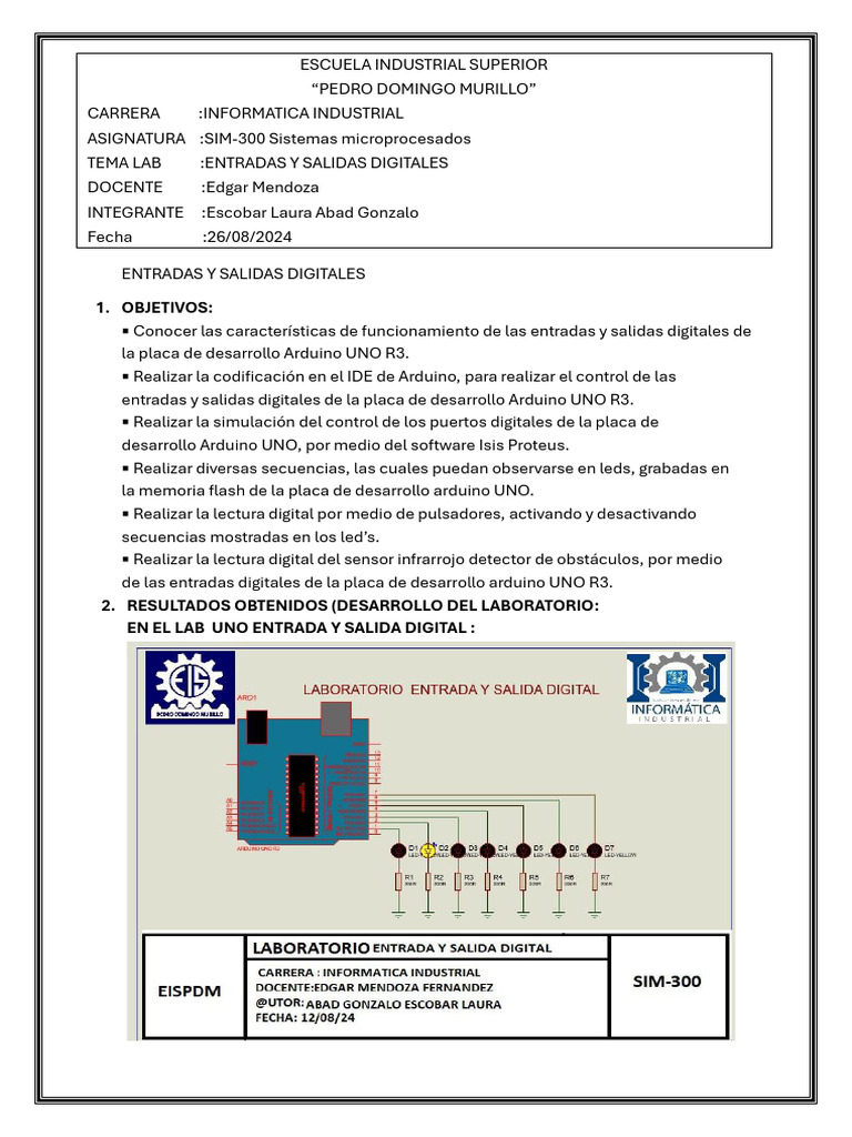 Informe 1 Entradas y Salidas Digitales Abad | PDF
