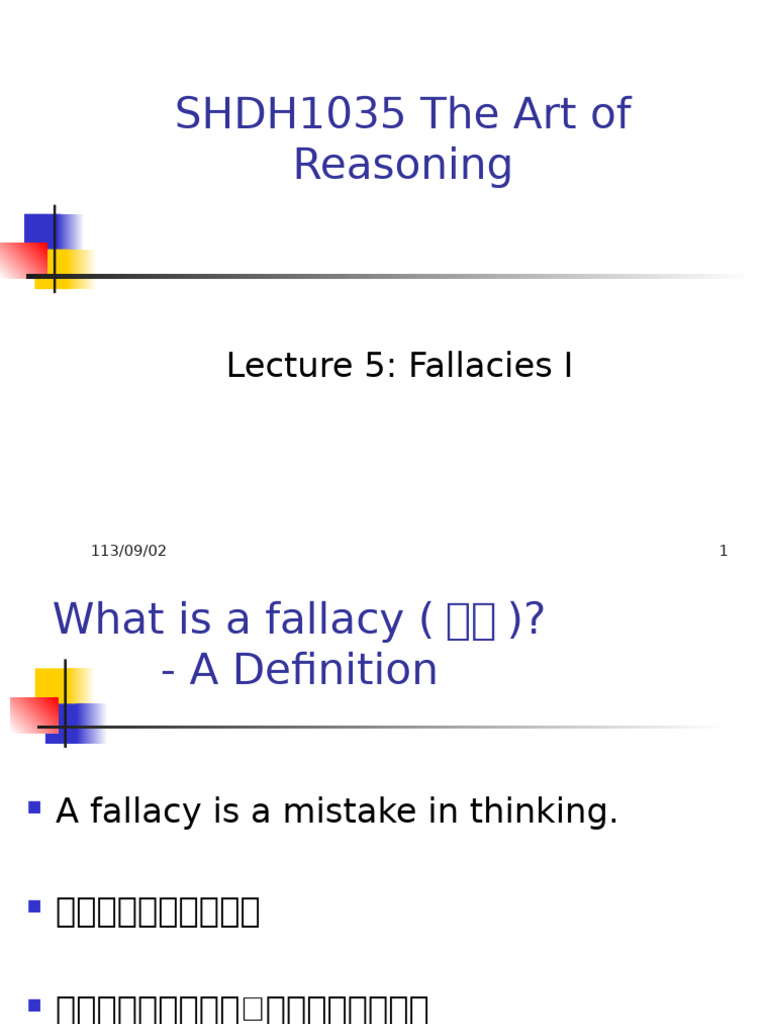 Lecture 5 Fallacies I | PDF