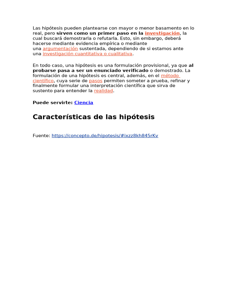 Las Hipótesis Pueden Plantearse Con Mayor o Menor Basamento en Lo Real ...