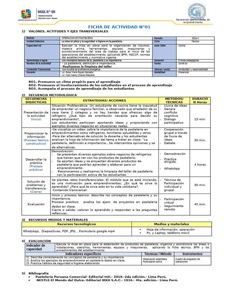 Ficha de Actividad 1 - 2024 Ii | PDF | Aprendizaje | Evaluación