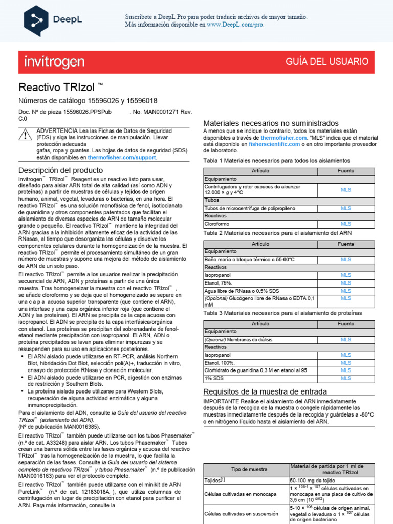 Trizol - Reagent Es | PDF