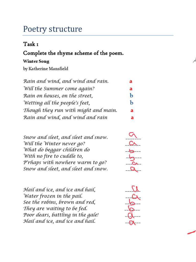 Poetry Structure WS | PDF