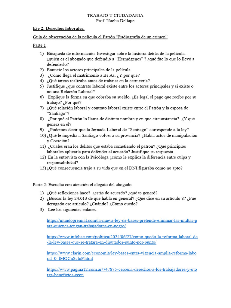 Análisis de Derechos Laborales en "El Patrón" | PDF | Justicia ...