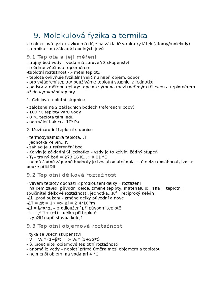 Molekulová Fyzika A Termika | PDF