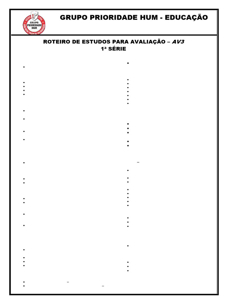 1 Série - Conteúdos AV3 PDF | PDF | Elétron | Química