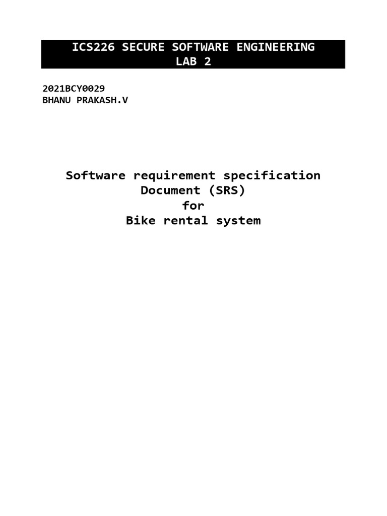 LAB 2 SRS FOR BIKE RENTAL SYSTEM | PDF