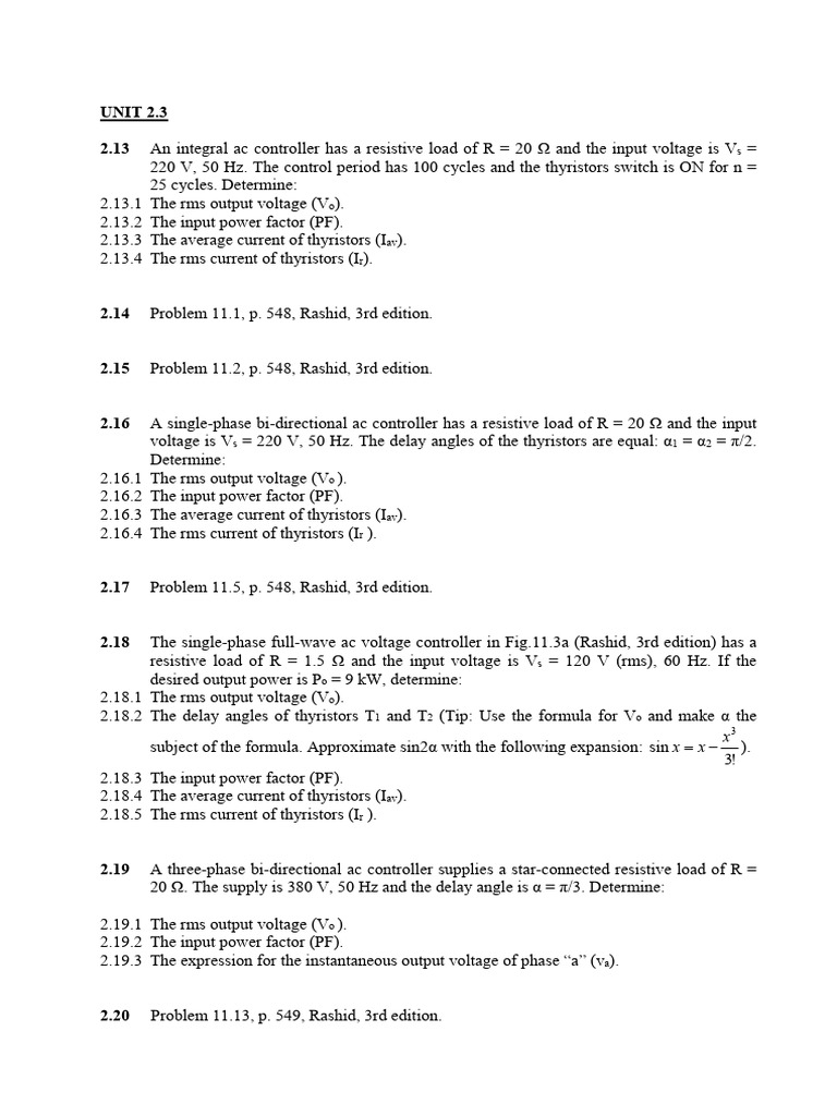 Tutorial Problems Unit2 4 | PDF | Alternating Current | Physical Quantities