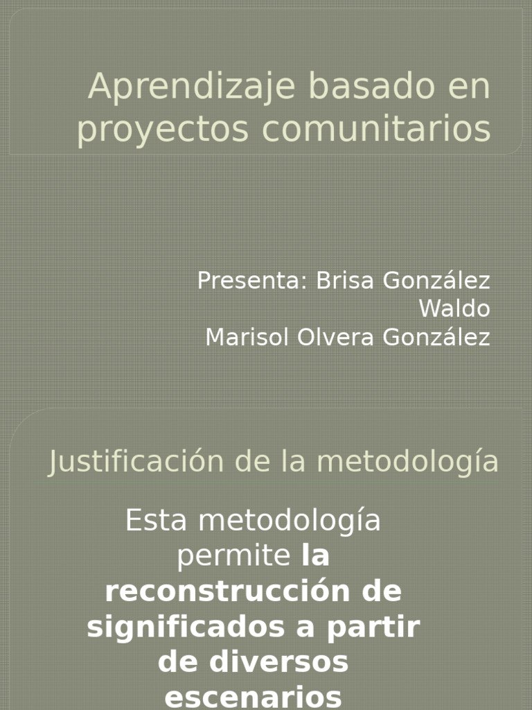 Aprendizaje Basado En Proyectos Comunitarios Pdf