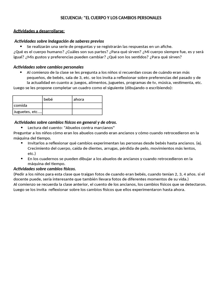 Secuencia Mi Cuerpo PRIMER GRADO | PDF