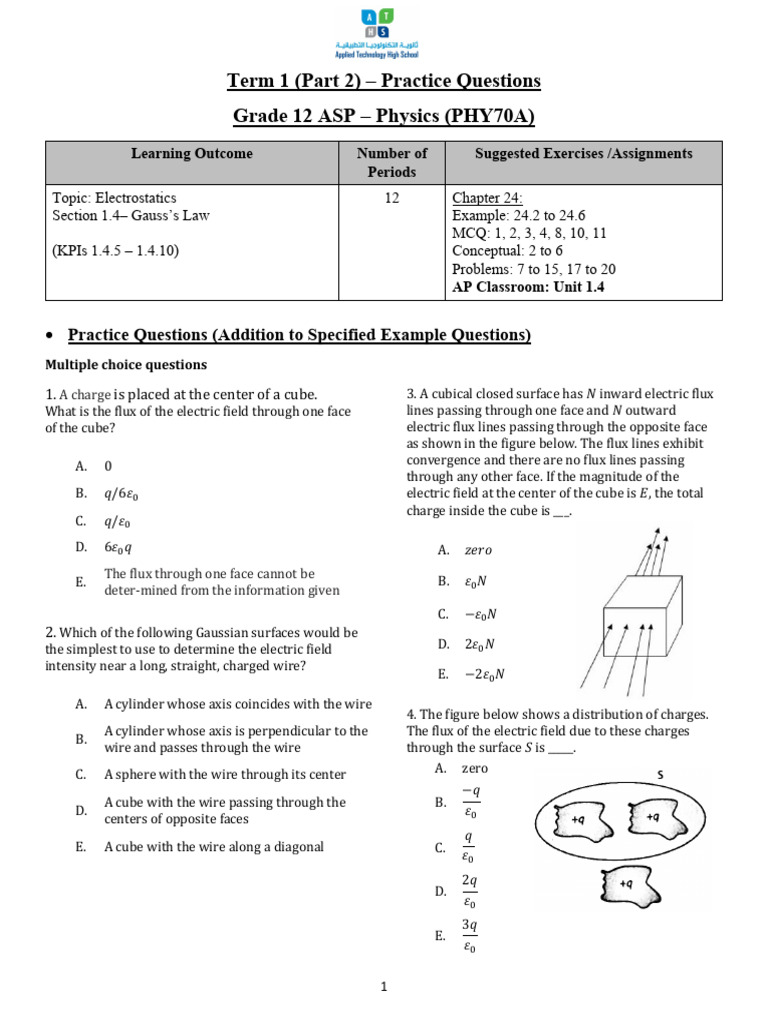 PHY70A Practice Questions T1 (Part 2) Students AY2020 2021 | PDF