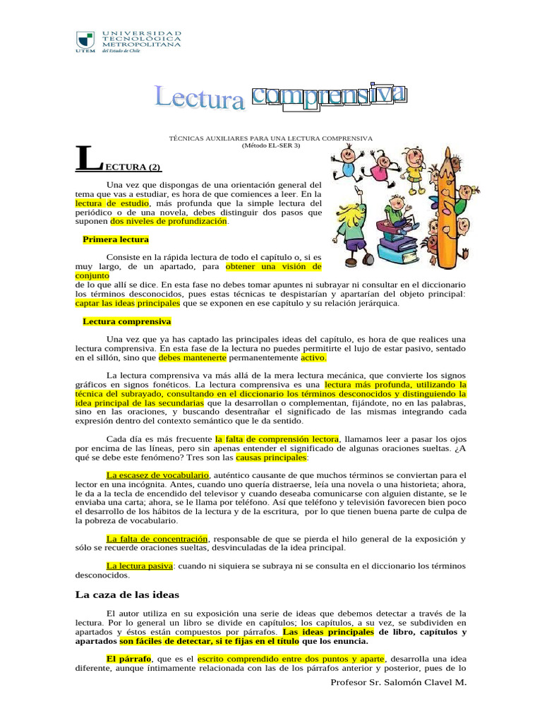 Identificación de Ideas en Lectura | PDF | Comprensión lectora ...