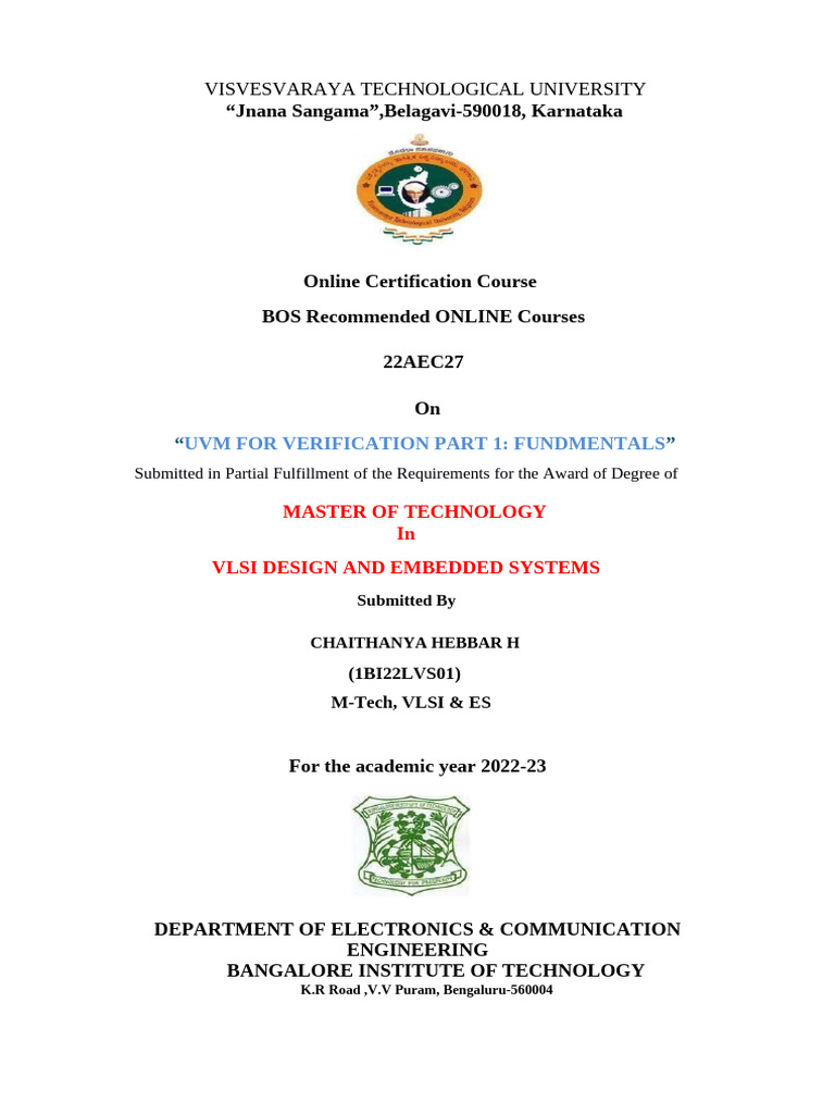 CH UVM CERTIFICATE COURSE REPORT | PDF
