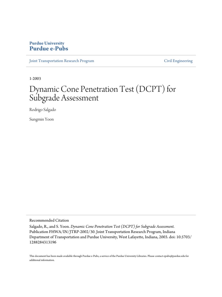 DCPT for Subgrade Assessment | PDF | Geotechnical Engineering | Soil