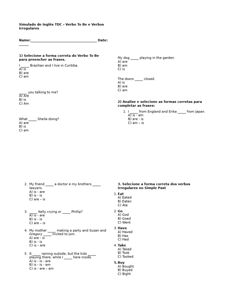Simulado de Inglês TDC 2 | PDF