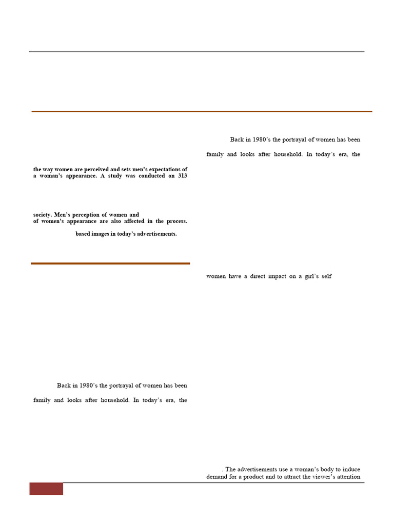 The Portrayal of Women in Advertising | PDF
