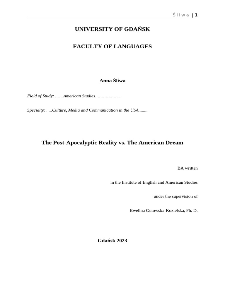 The Post-Apocalyptic American Dream | PDF | Rick Grimes | Philosophy