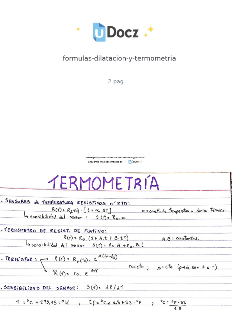Formulas Dilatacion y Termometria 143788 Downloable 1205711 | PDF