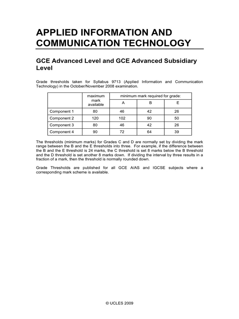 Applied Information and Communication Technology: GCE Advanced Level and GCE Advanced Subsidiary ...