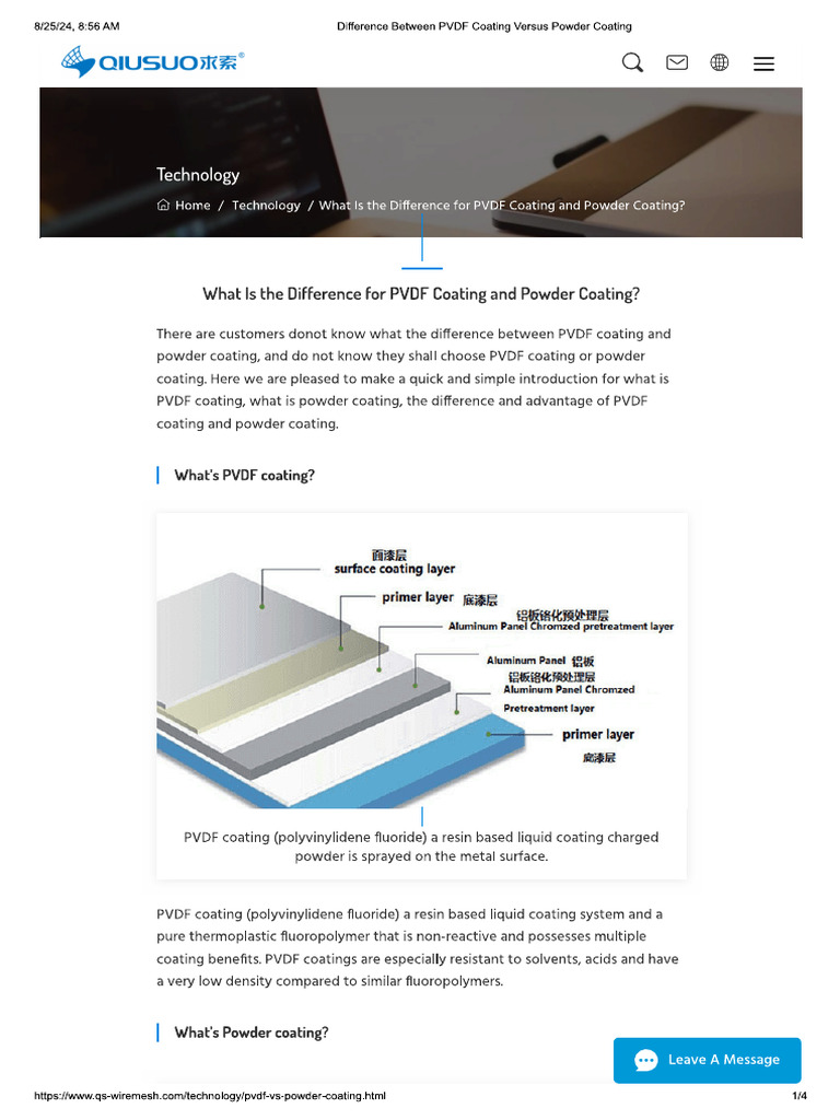 Difference Between PVDF Coating Versus Powder Coating | PDF
