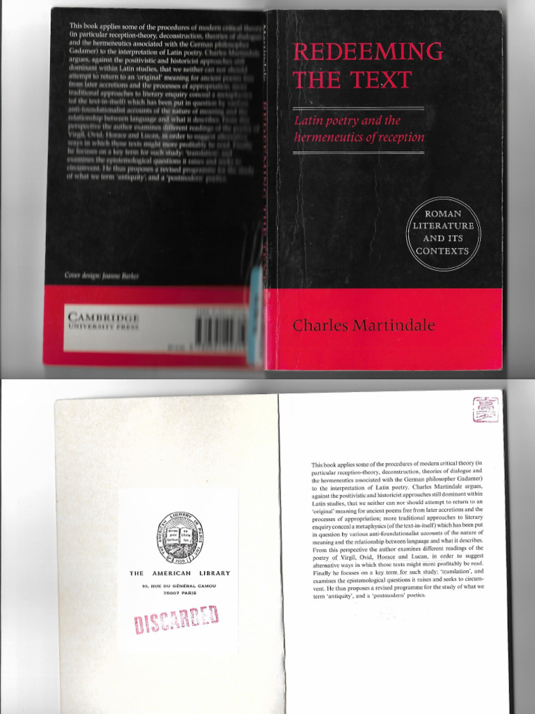 Charles Martindale - Redeeming The Text | PDF