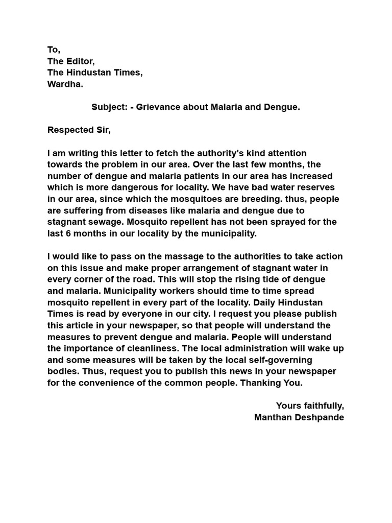 Malaria Letter | PDF