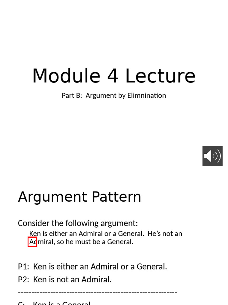 Argument by Elimination Explained | PDF | Argument | Syntax (Logic)